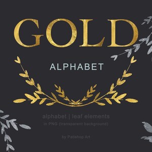 Gold Alphabet, Gold Foil Alphabet, Sparkling Monogram, Metallic Gold ...