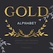 Gold Alphabet, Gold Foil Alphabet, Sparkling Monogram, Metallic Gold ...