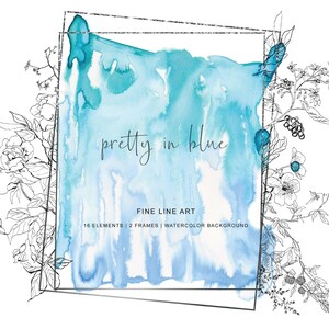 Pretty in Blue, Hand Drawn Fine Line Clipart, Wild Flowers, Sketched ...