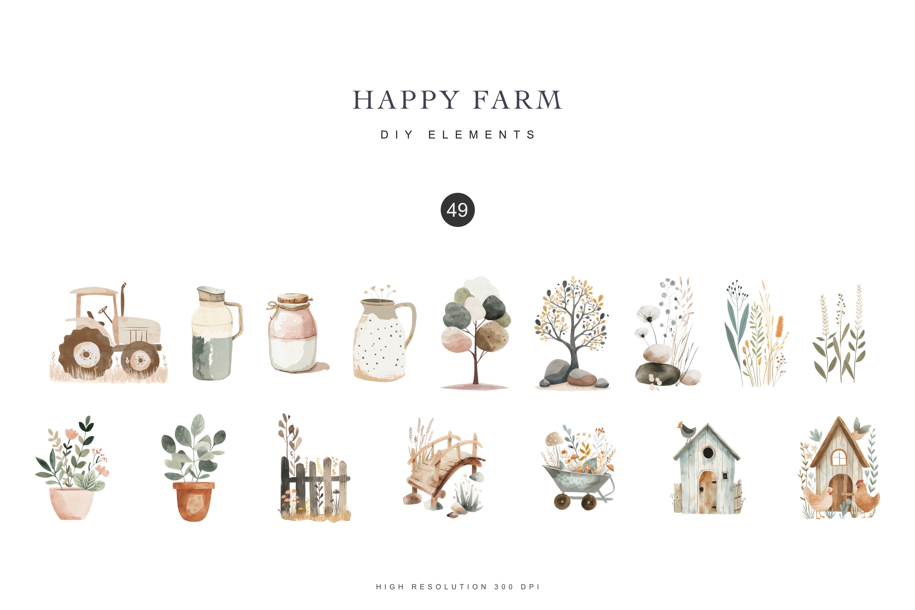 Watercolor Farm Animal Clipart Bundle - Nursery Clipart - Goose Png ...