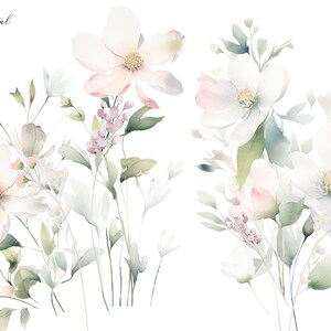 Watercolor Floral Clipart Subtle Blooms Flowers Clipart Summer Wreaths ...