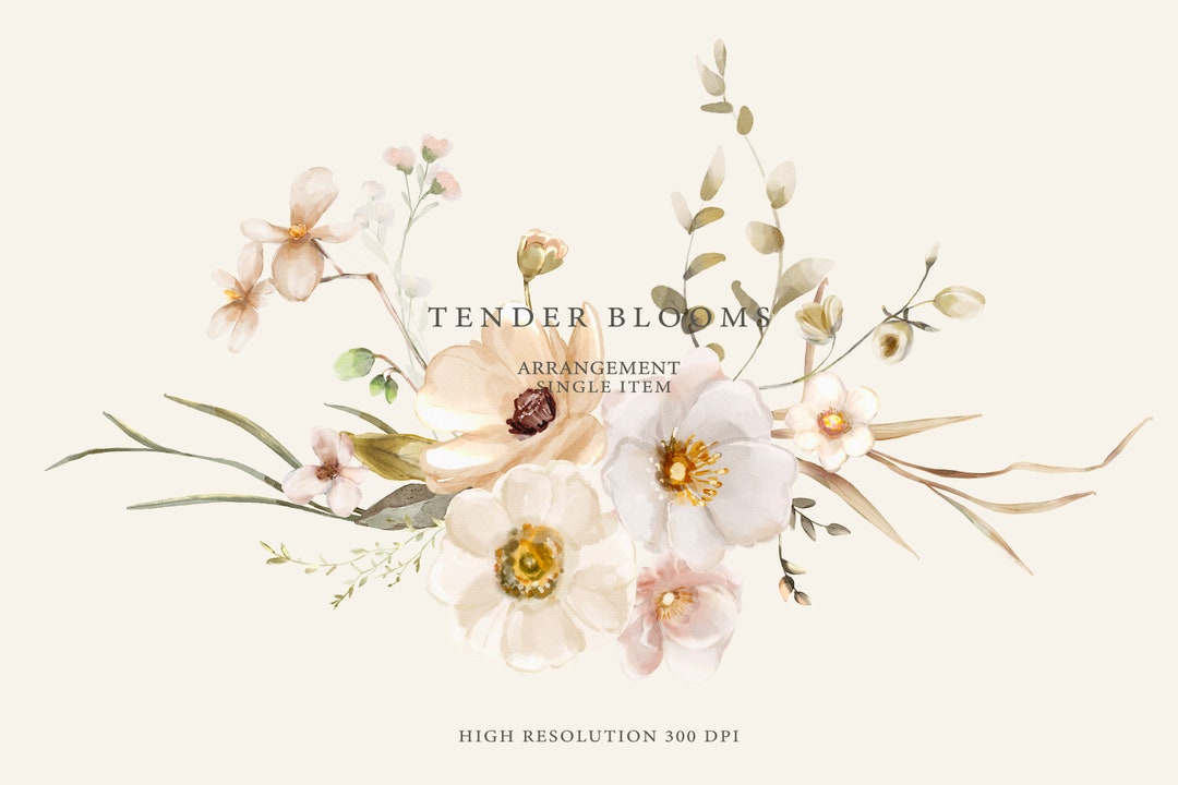 Watercolor Pastel Flower Clipart Watercolor Wedding Floral Wedding ...