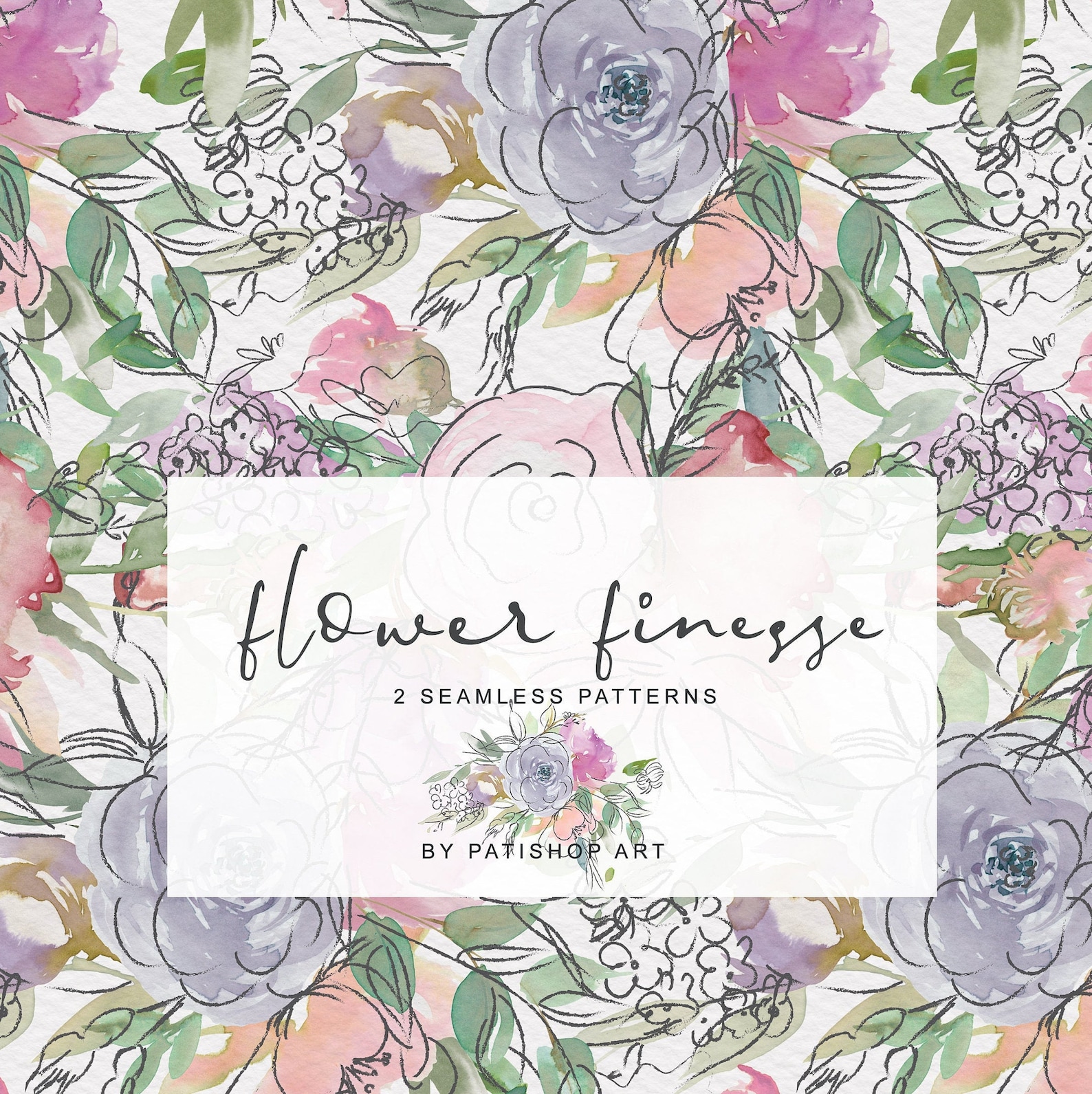 Watercolor Pastel Flowers Clipart Bouquets & Seamless - Etsy