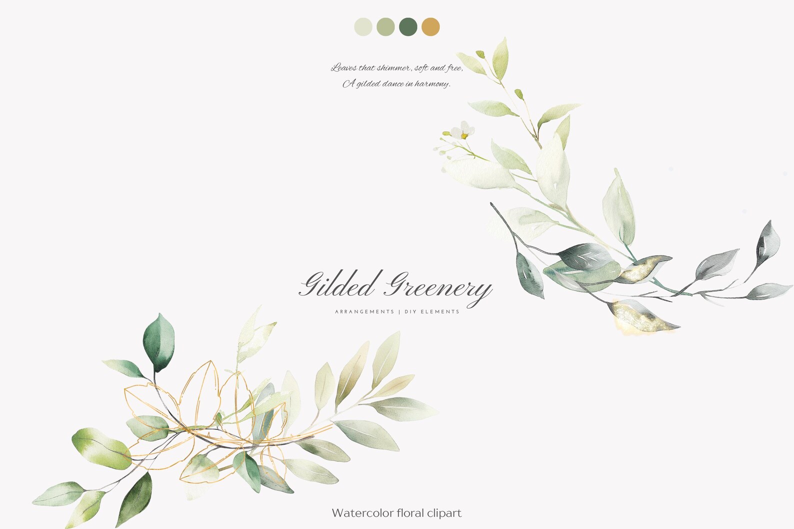 Eucalyptus Leaves - Watercolor Greenery - Botanical Clipart - Foliage ...