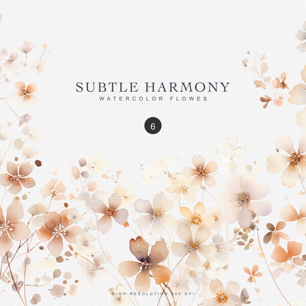 Neutral Florals Watercolor Clipart - Etsy