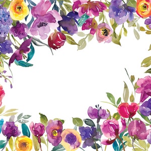 Colorful Summer, Watercolor Soft Flowers Clipart, Peony Rose and ...