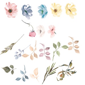 Pastel Colors Watercolor Flowers Clipartspring Watercolor - Etsy