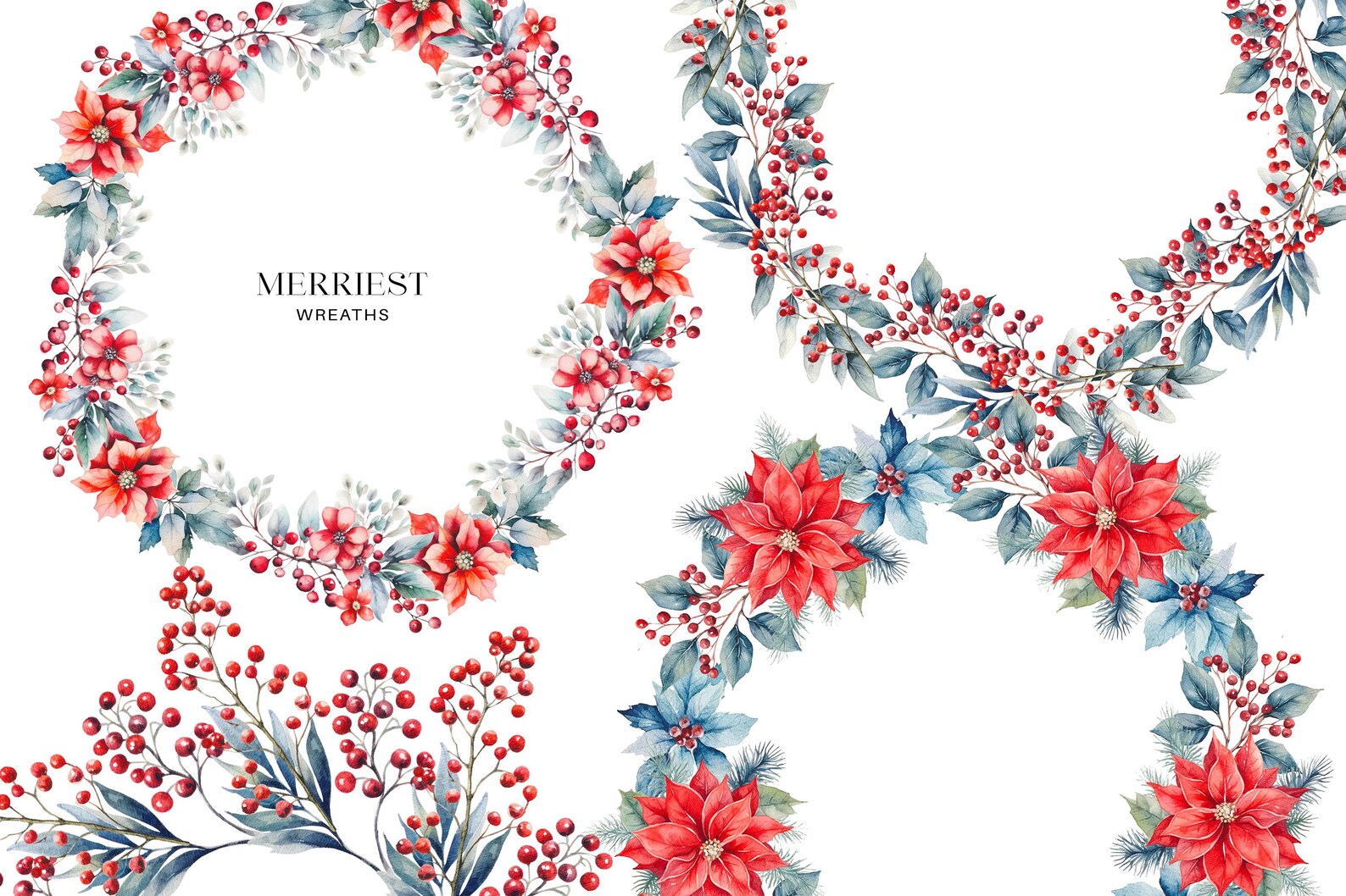 Winter Berry Clipart Christmas Watercolor Bouquets Christmas Clipart ...