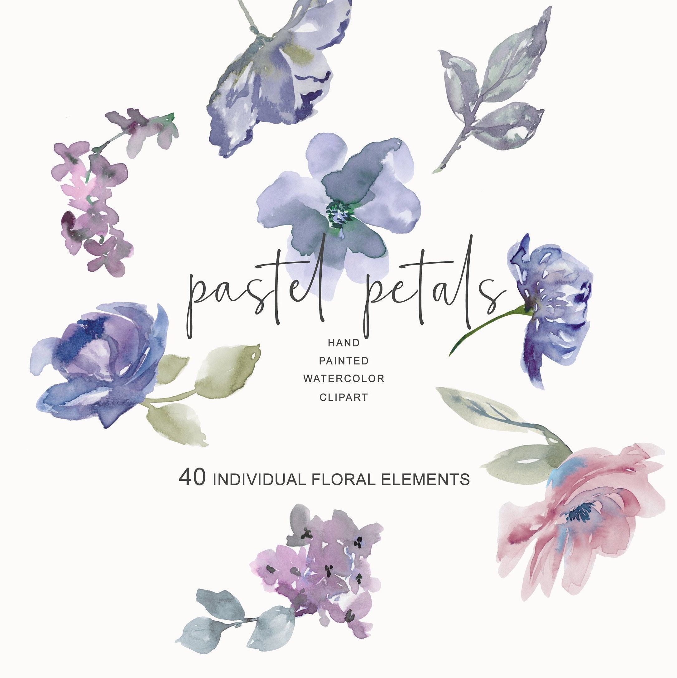 Pastel Petals Watercolor Flowers Clipart Country Floral | Etsy