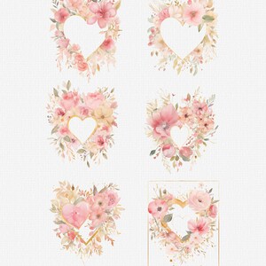 Watercolor Pink Flowers Clipart Valentines Day Clipart Wedding Foliage ...