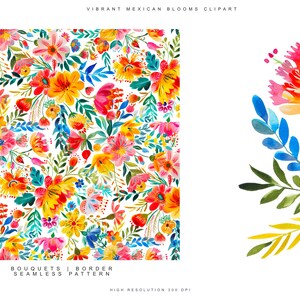 Colorful Fiesta Floral Clipart Png, Mexican Watercolor Bouquet ...