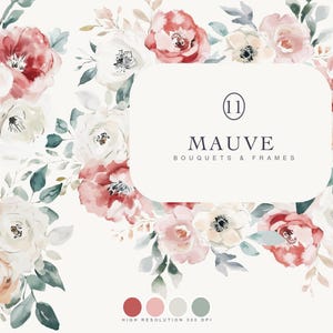 Mauve Bouquets - Floral Frames - Watercolor Flowers - Elegant Blooms ...
