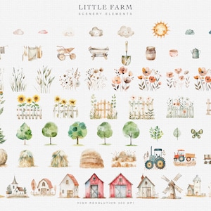 Huge Set Watercolor Farm Animal Clipart Bundle - Nursery Clipart ...