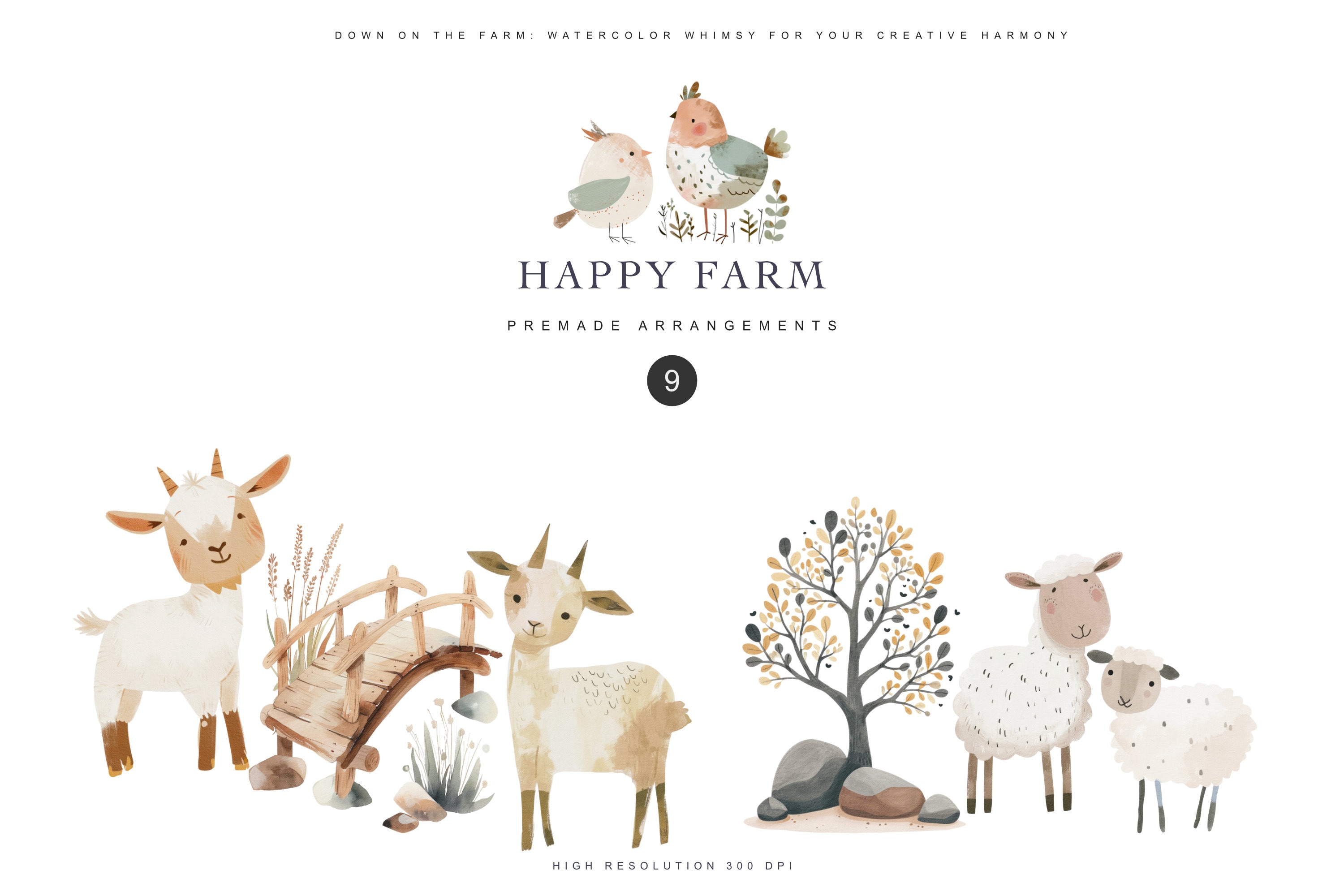 Watercolor Farm Animal Clipart Bundle - Nursery Clipart - Goose Png ...