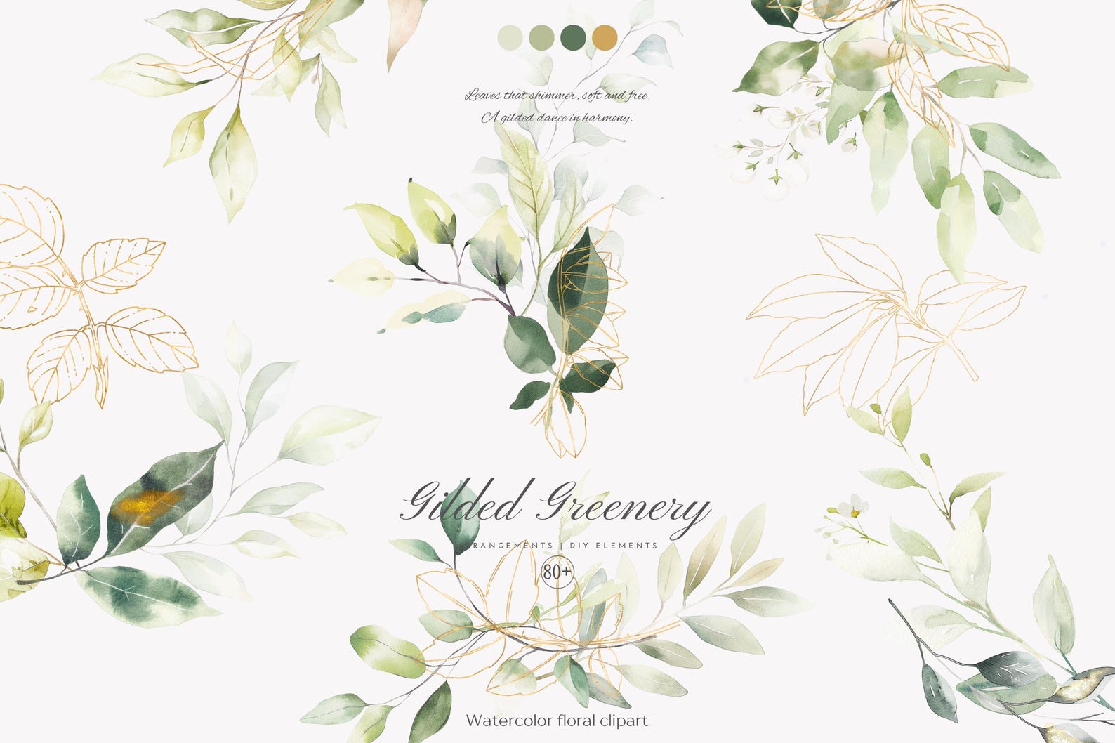 Eucalyptus Leaves - Watercolor Greenery - Botanical Clipart - Foliage ...