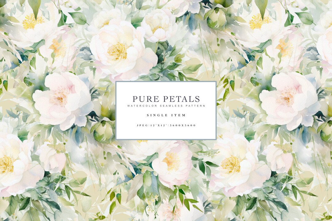 Watercolor Peony Flowers Digital Paper - Scrapbook Papers - Seamless ...