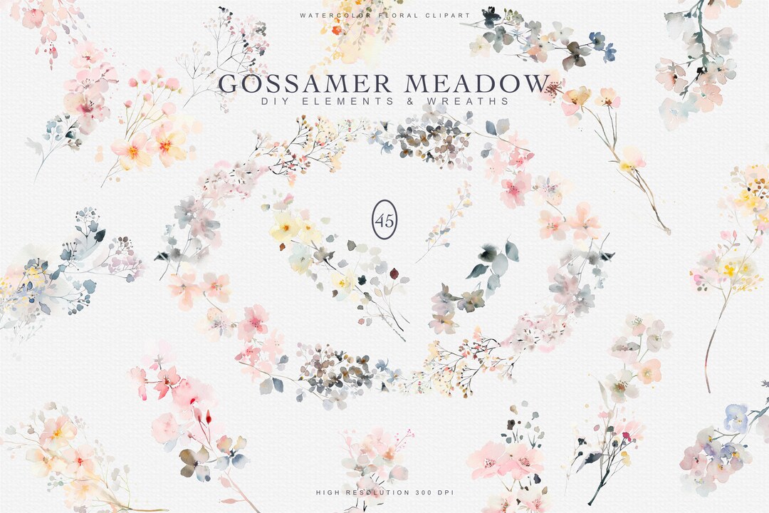 Watercolor Wildflowers Digital Clipart - Watercolor Wild Flowers ...