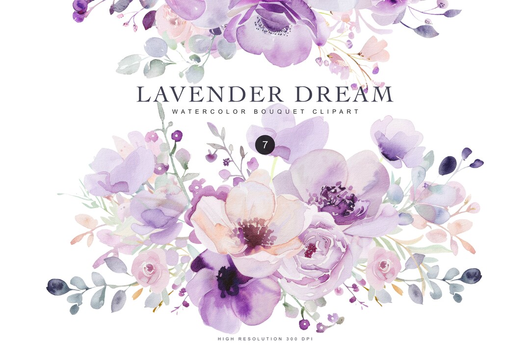 Lavender Floral Clipart Png, Watercolor Purple Flowers Bouquet, Violet ...