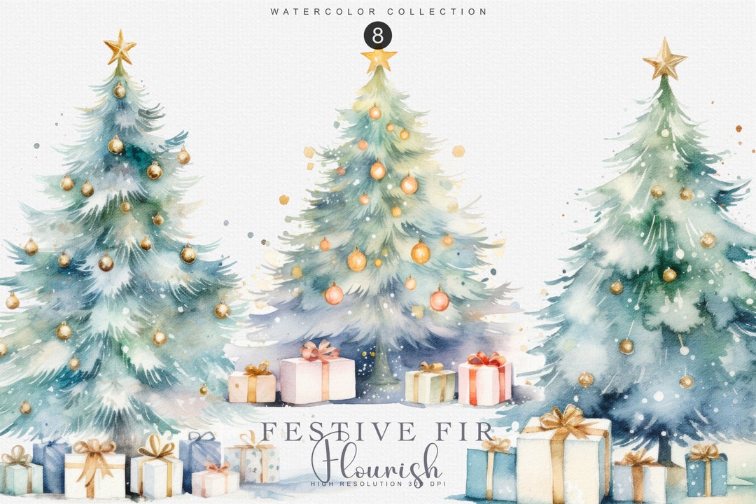 Watercolor Christmas Clipart holiday Png Watercolor Christmas Tree ...