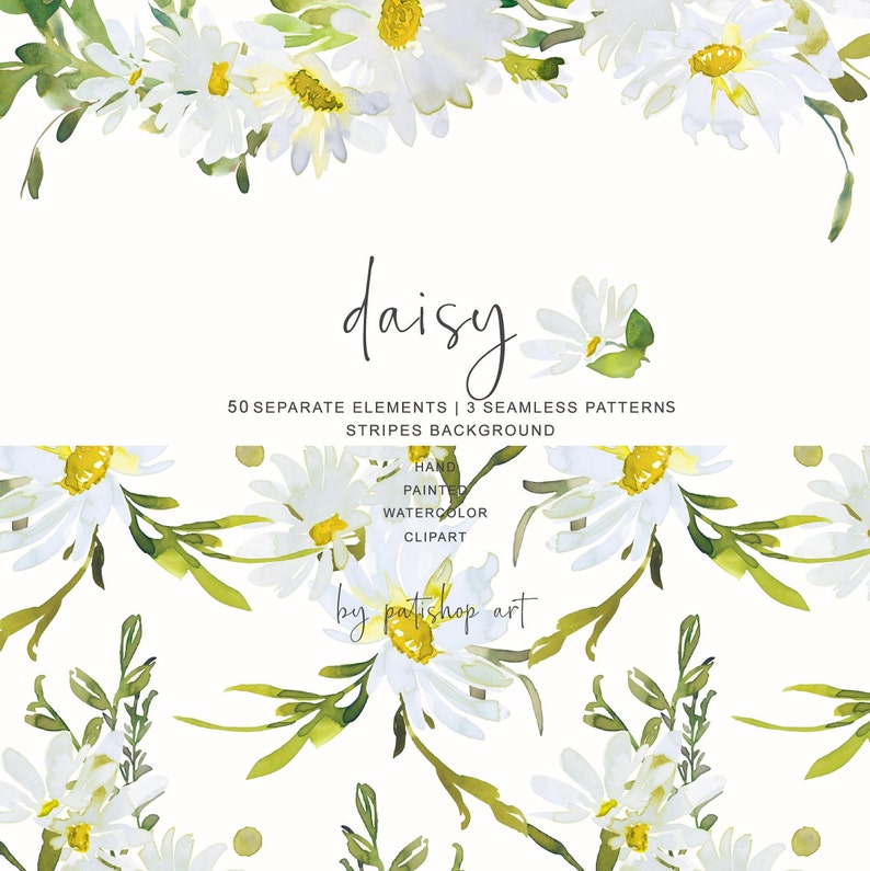Daisy Clipart Watercolor Daisy Clip Art Hand Painted Daisy - Etsy