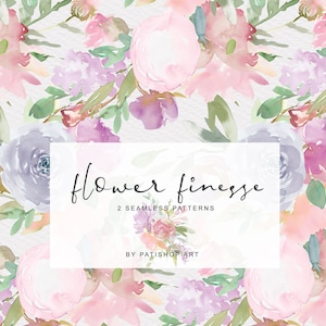 Watercolor Pastel Flowers Clipart - Bouquets & Seamless Patterns ...