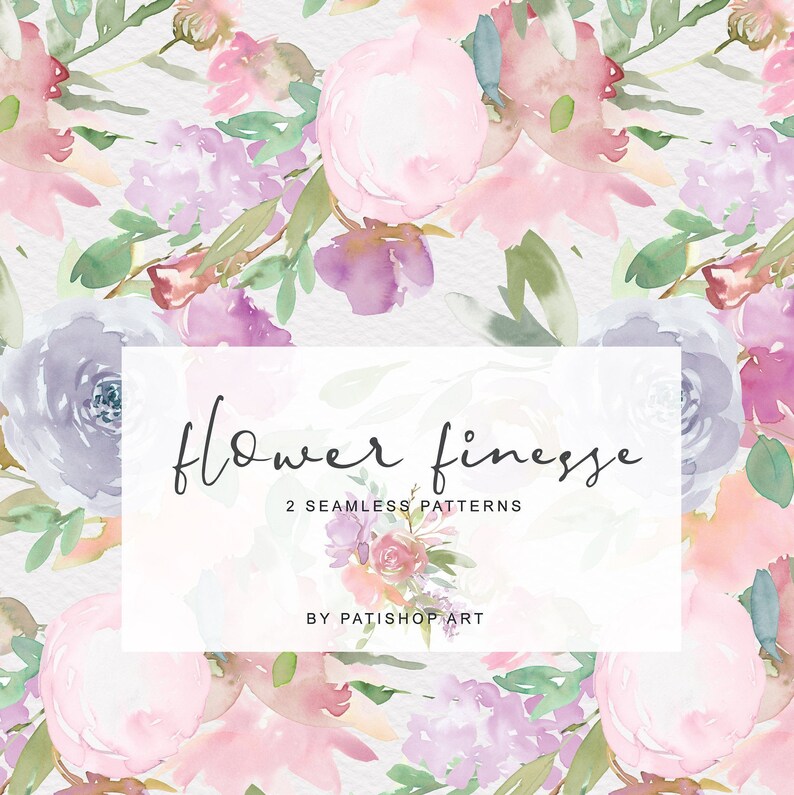 Watercolor Pastel Flowers Clipart Bouquets & Seamless - Etsy