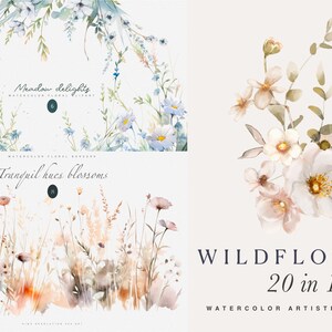 Wildflower Watercolor Clipart Bundle - Floral Clipart Bundle ...