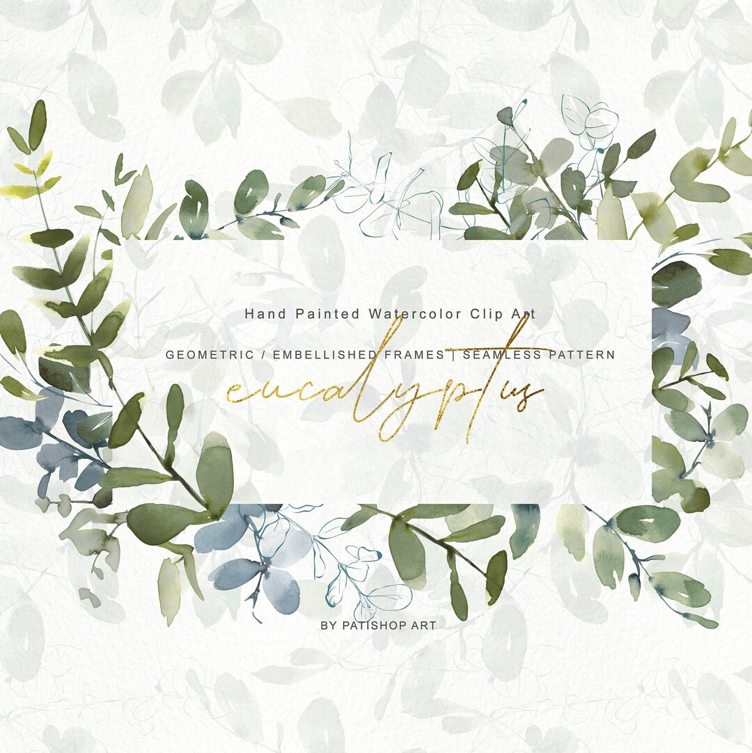 Watercolor Eucalyptus Clipart Bundle, Green Leaves Floral Clipart ...