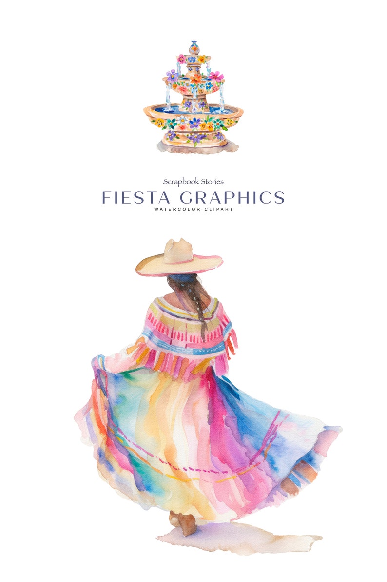 Mexican Fiesta Watercolor Clipart Png, Colorful Dancers Cactus and ...