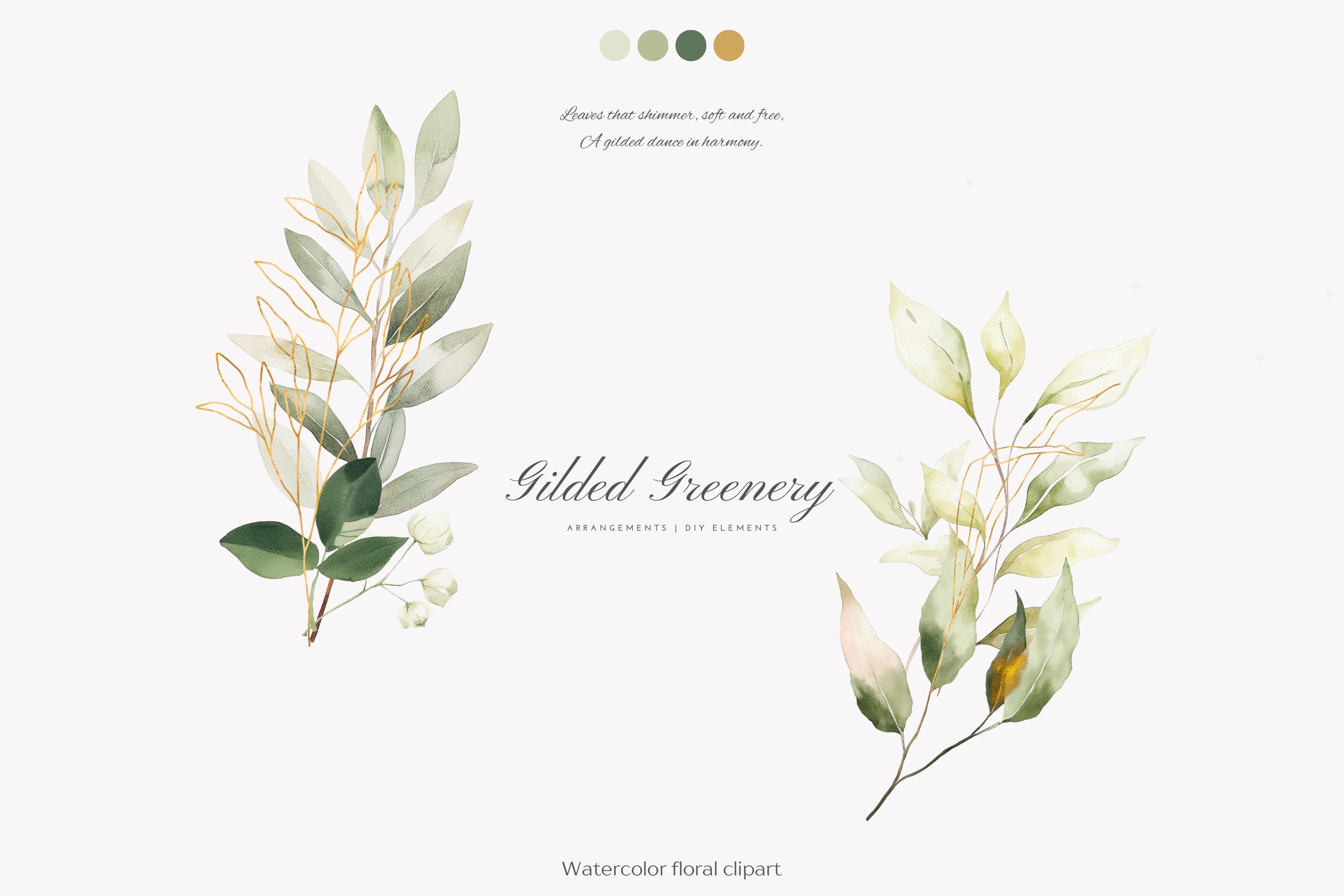 Eucalyptus Leaves - Watercolor Greenery - Botanical Clipart - Foliage ...