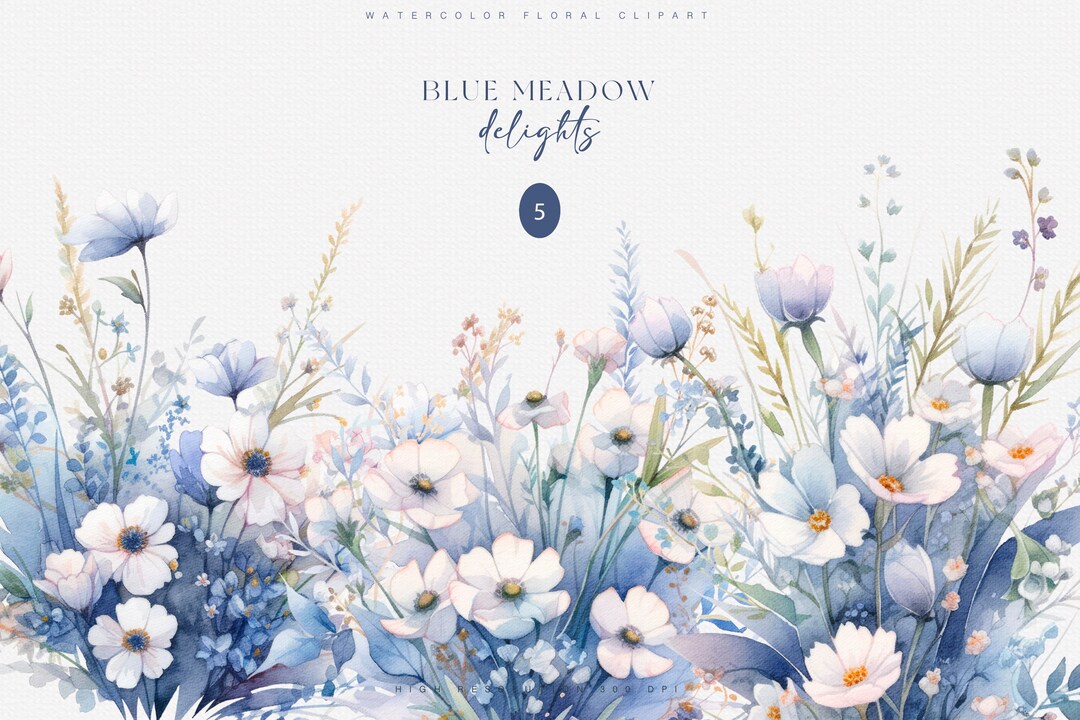 Wild Flowers - Watercolor Borders - Blue Flowers - Wedding Clipart ...