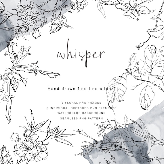 Clip Art & Image Files Botanical line art flowers clipart Fine line ...