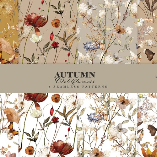 Watercolor Wildflowers Seamless Pattern Digital Paper Fabric - Etsy