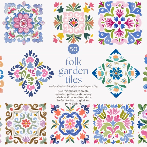 Hand Crafted Floral Tiles - Etsy