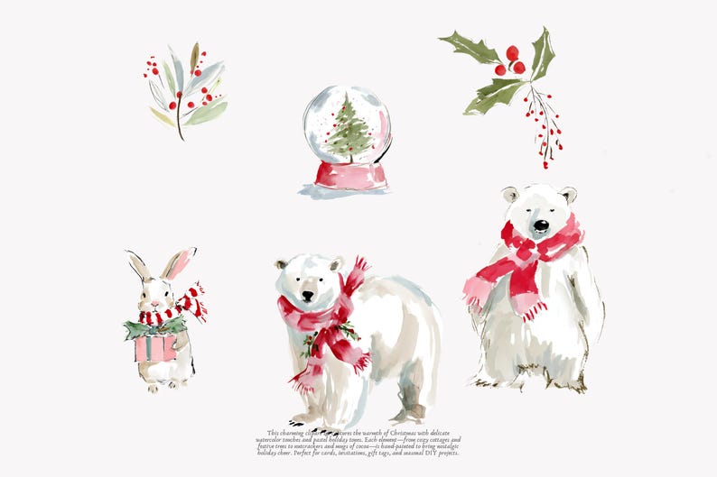 Cozy Christmas Watercolor Clipart Set With Nutcracker, Winter Animals ...