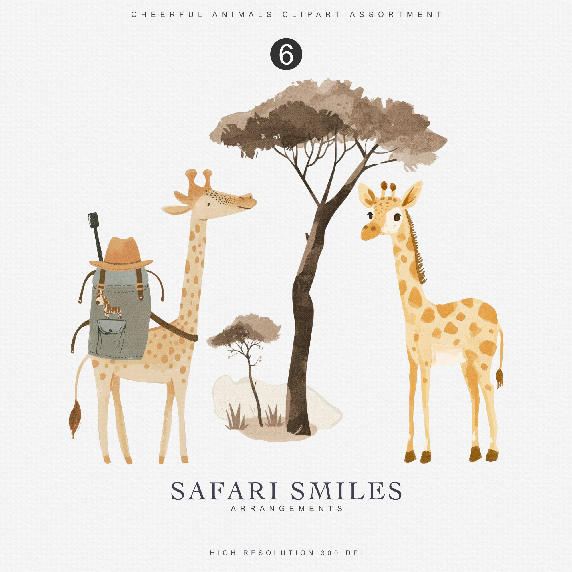 Watercolor Safari Animals Clipart Set, Beige Jungle Baby Art, African ...