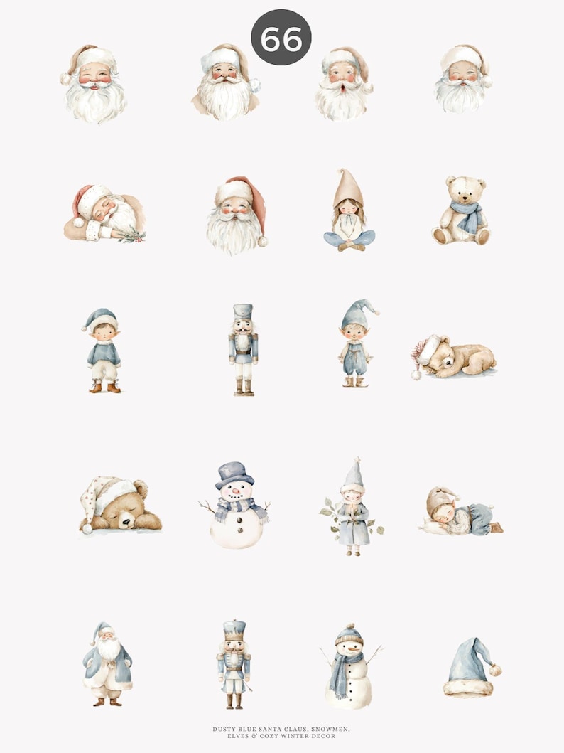 Cozy Winter – Watercolor Clipart – Santa Claus – Winter Animals ...
