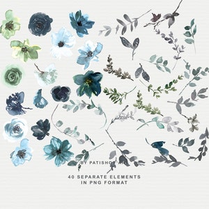 Winter Floral Clipart - Watercolor Floral Clipart - Holiday Clipart ...