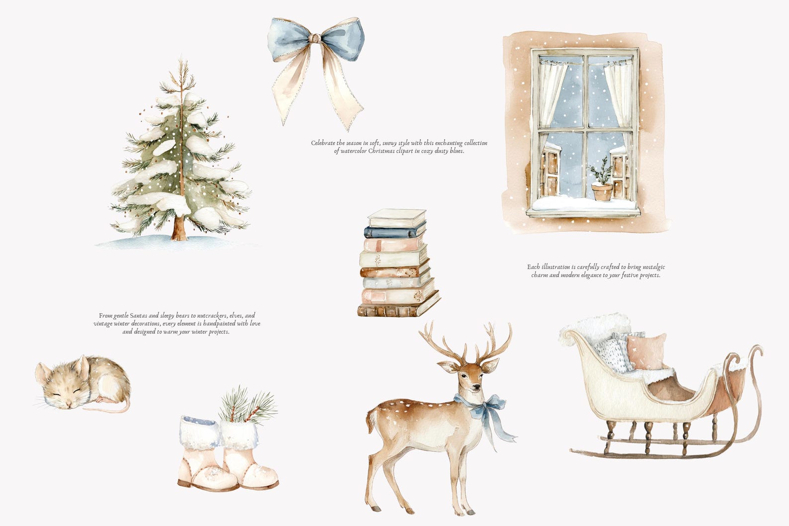 Cozy Winter – Watercolor Clipart – Santa Claus – Winter Animals ...