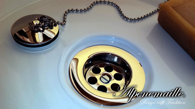 Premium Retro Basin Waste With Brass & Rubber Plug and Ball Chain ...