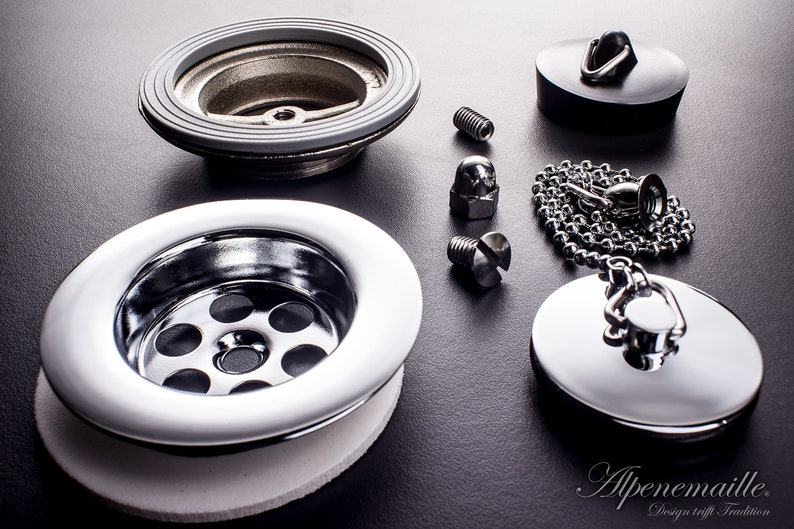 Premium Retro Basin Waste With Brass & Rubber Plug and Ball Chain ...