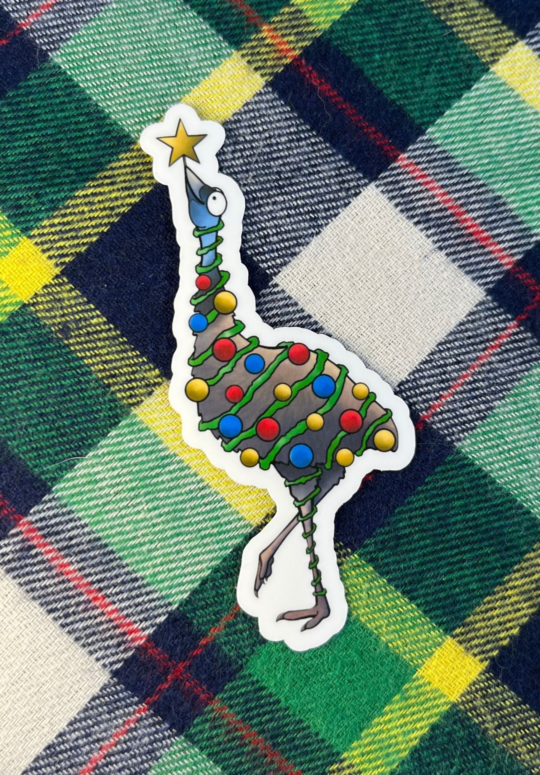 Festive Christmas Emu Vinyl Sticker Christmas Tree Native Australian ...