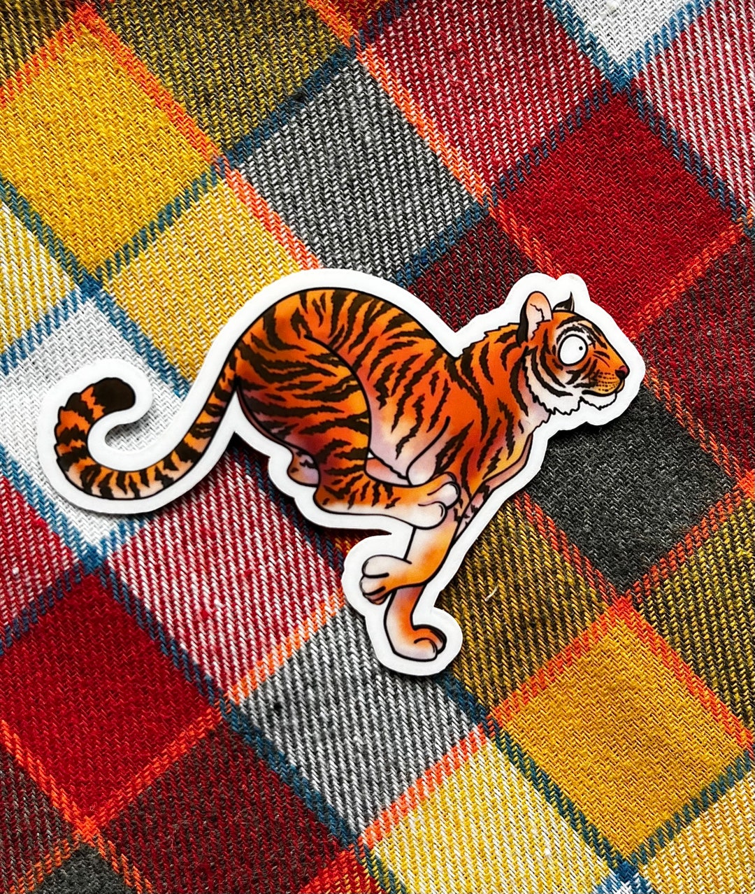Running Tiger Vinyl Sticker Big Cat Animal Art Sticker - Etsy