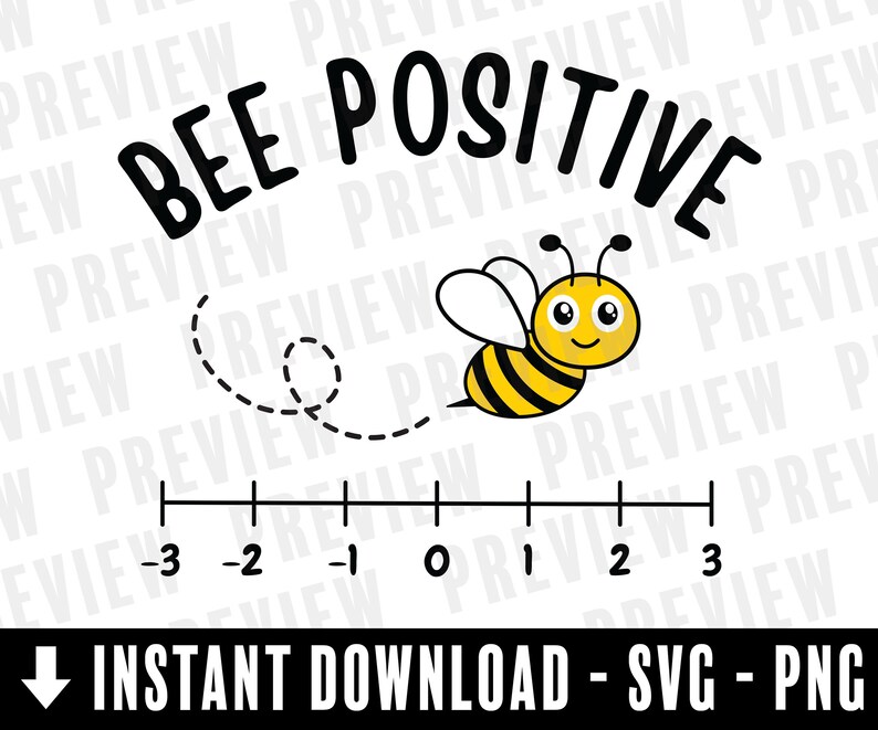 Math Teacher SVG and PNG | Bee Positive Clipart | Digital Instant ...
