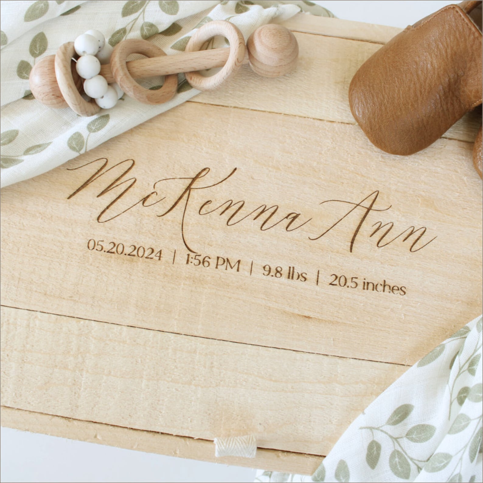 Custom Girl Keepsake Box - 3 Sizes Available, Script Font, Baby Shower ...