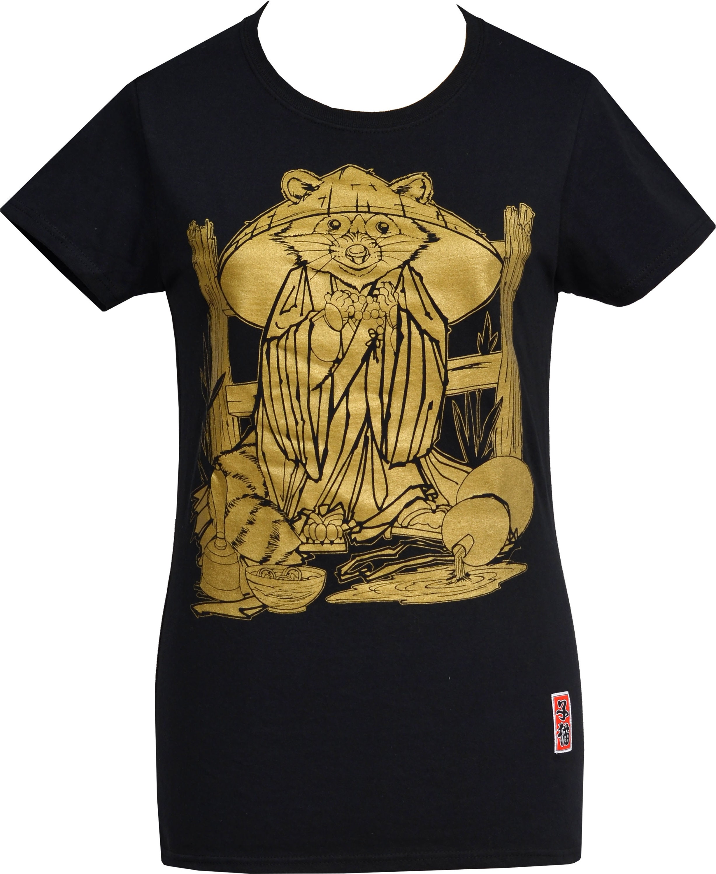 Tanuki Monk Womens T-shirt - Japanese Design - Racoon Print - Gold - Etsy