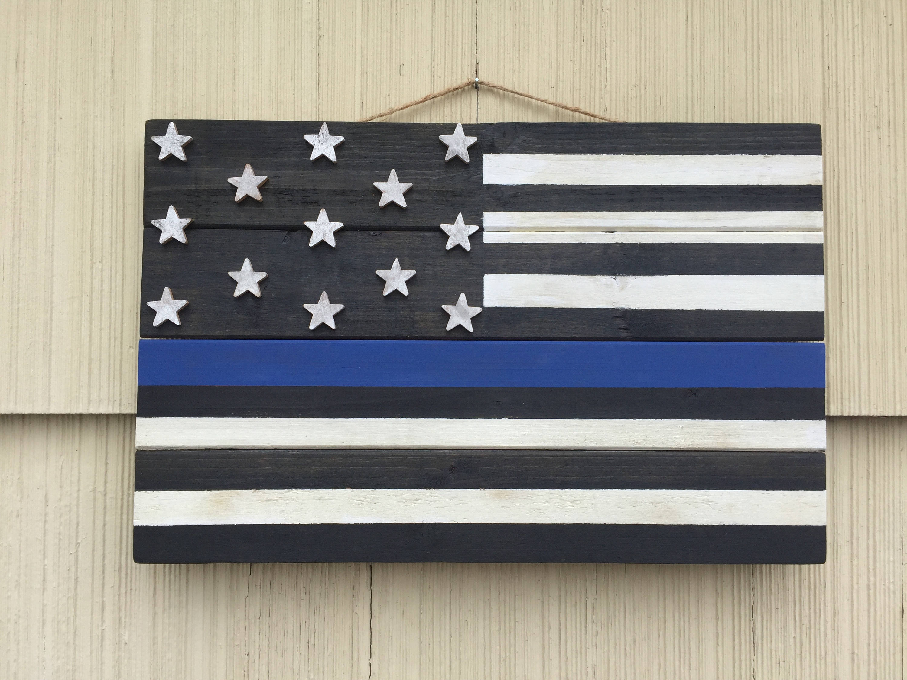 Distressed Police Blue Line Flag Thin Line/ Pallet Flag/ Law ...