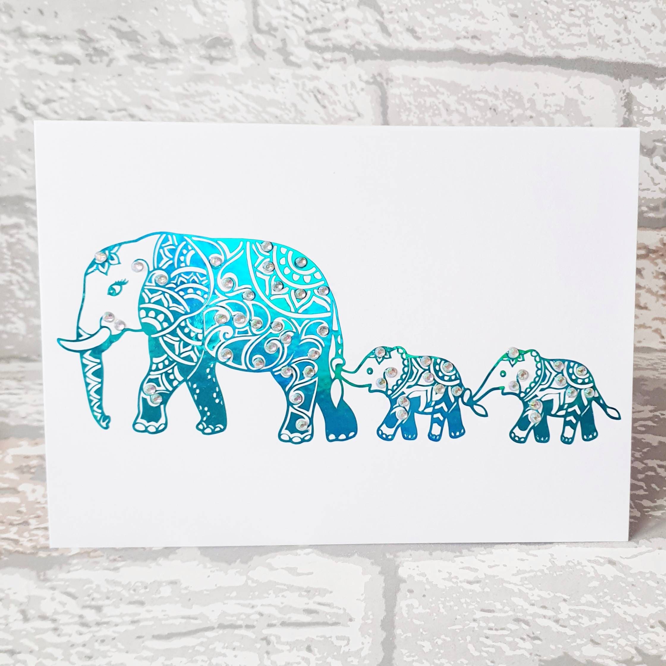 Handmade Elephant Card, Elephant Birthday Card, Elephant Blank Any ...