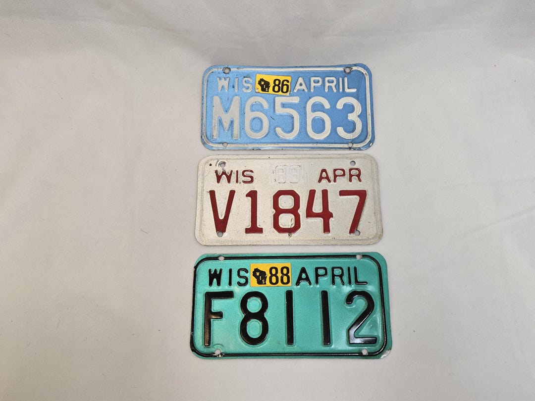 Vintage 1980s Wisconsin Motorcycle License Plates - Etsy