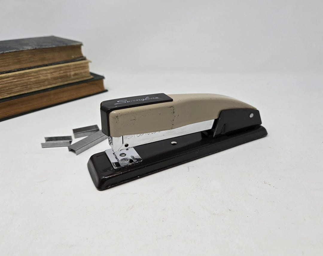 Vintage Tan & Brown Metal Swingline Stapler Model #444 ~ Retro Office ...